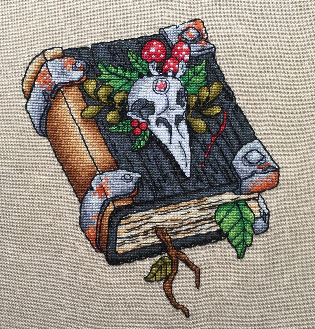 Witchcraft Cross Stitch Magic Pattern Pdf - Magic Book Embroidery ...