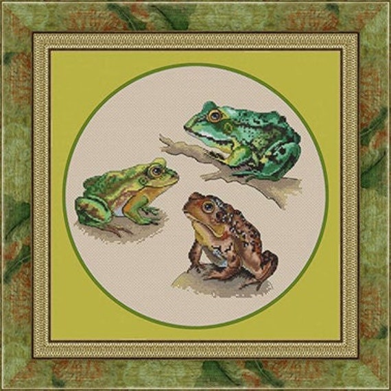 Frogs Cross Stitch Toad Art Pattern Pdf Chinese Cross Stitch | Etsy