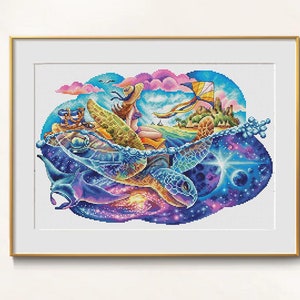Tortoise Cross Stitch Sea World Pattern Pdf Great Turtle Cross Stitch ...