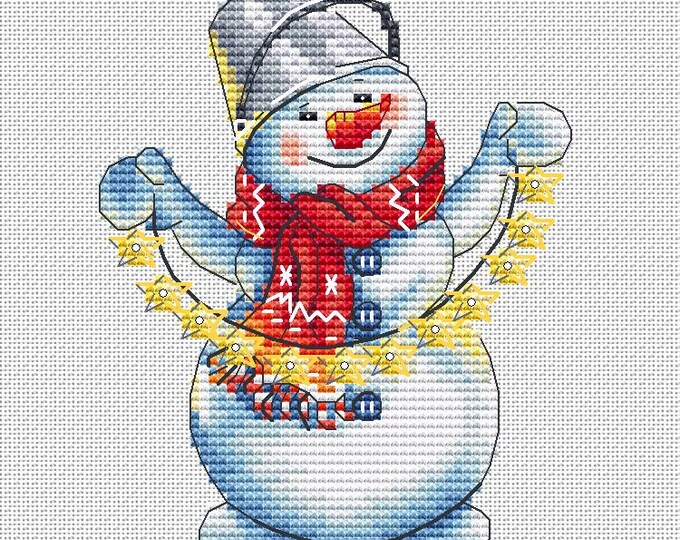 Snowman Cross Stitch Funny Pattern Pdf - Winter Cross Stitch Happy ...