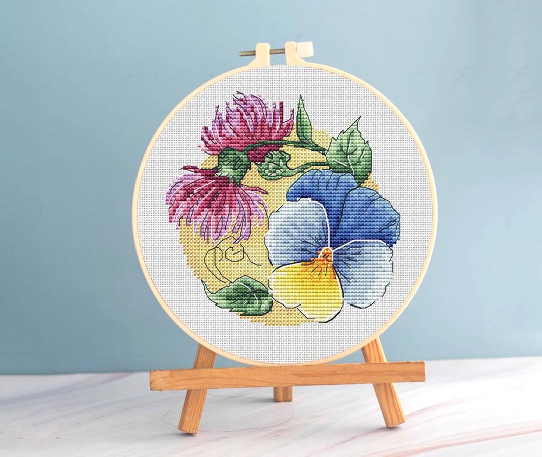 Round Cross Stitch Floral Pattern Pdf Summer Flower Cross - Etsy