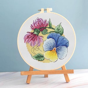 Round Cross Stitch Floral Pattern Pdf Summer Flower Cross - Etsy