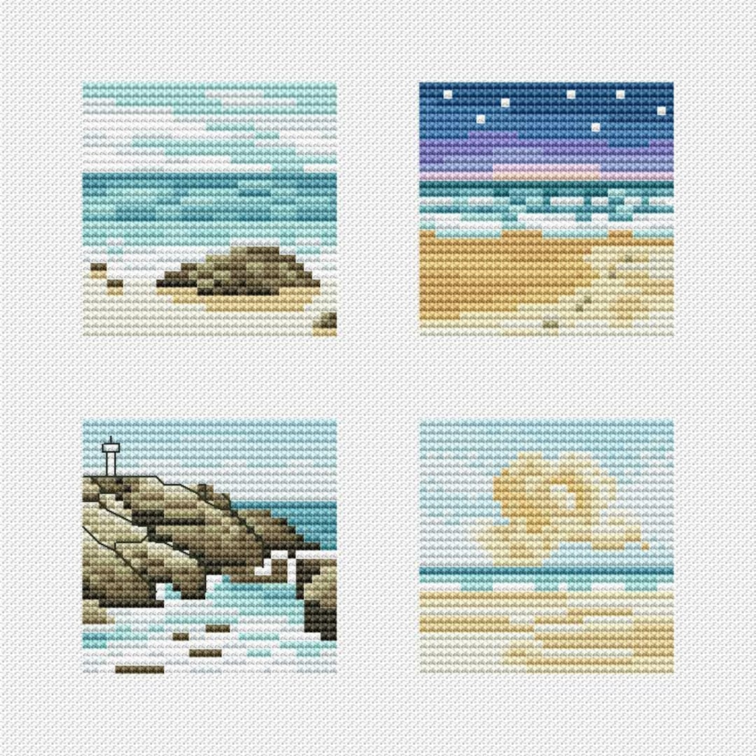 Sea Cross Stitch Mini Patterns Pdf - Marine Landscape Beach Embroidery ...