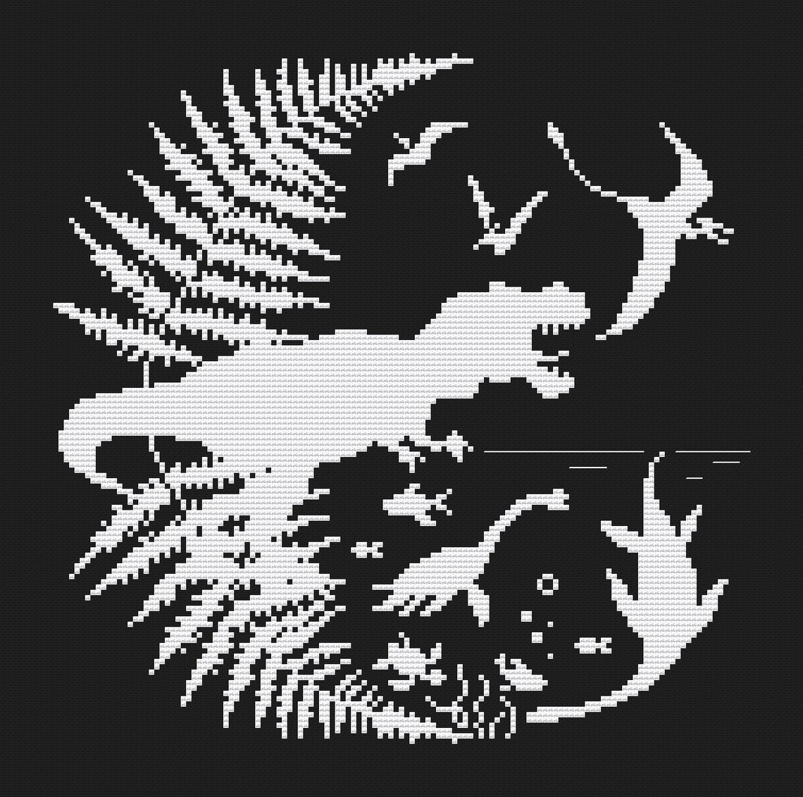 Dino Cross Stitch Blackwork Pattern Pdf - Prehistoric Park Cross Stitch ...