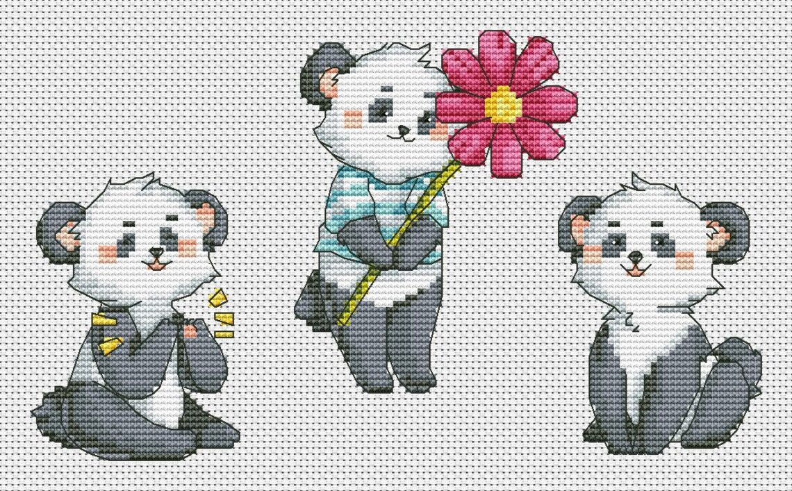 Panda Cross Stitch Baby Birthday Pattern Pdf - New Baby Birth Record ...