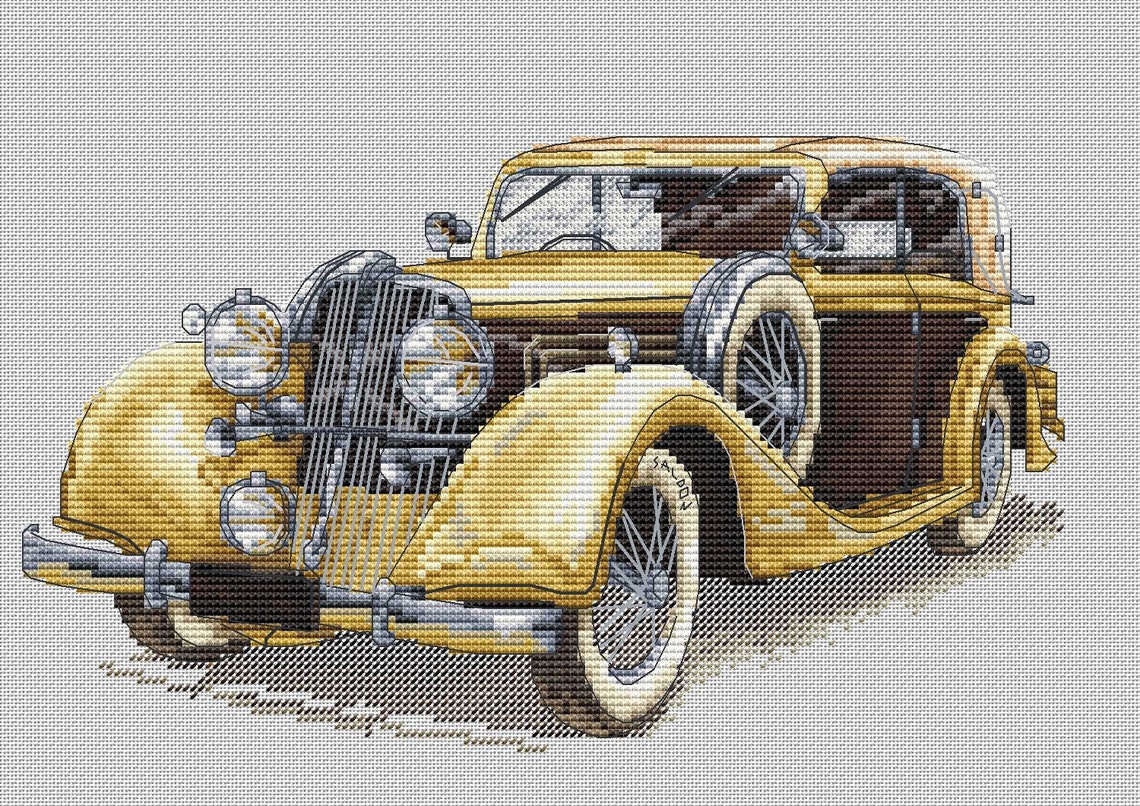 Retro Car Cross Stitch Vintage Pattern Pdf Old Automobile - Etsy