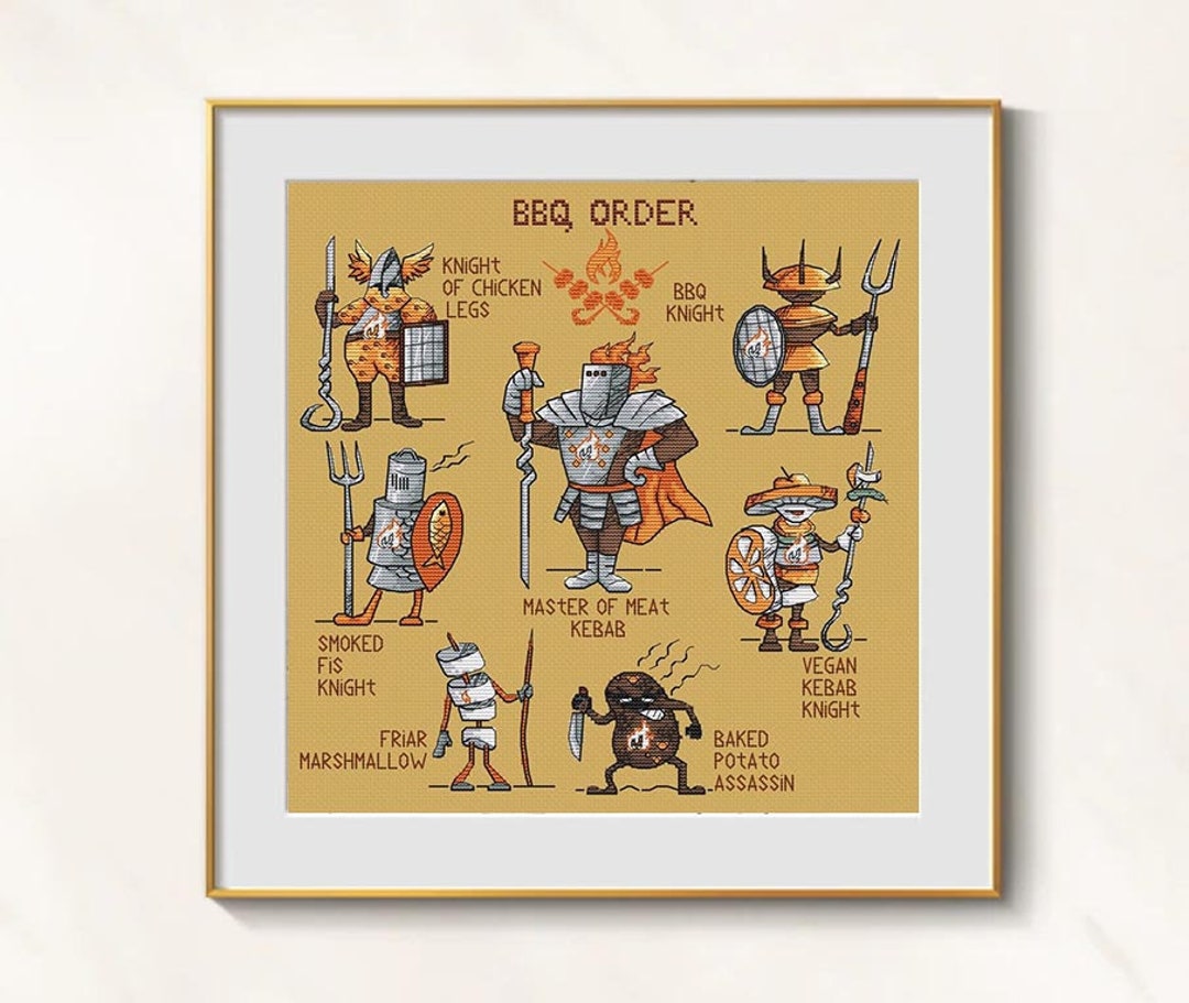 BBQ Cross Stitch Kitchen Pattern Pdf - Funny Cross Stitch Barbecue ...
