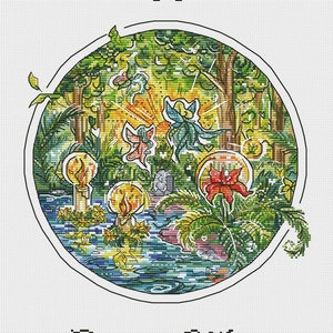 Midsummer Cross Stitch Round Pattern Pdf - Solstice Embroidery ...