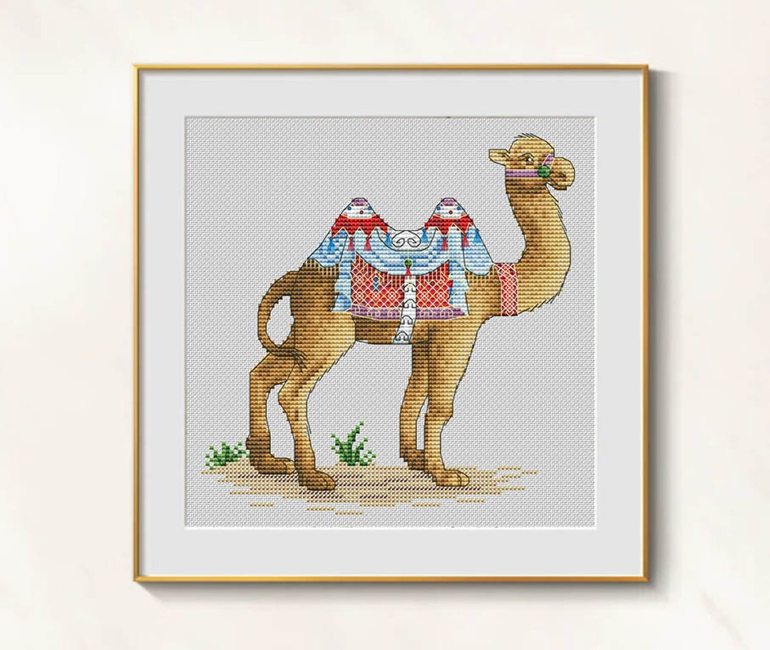 Camel Cross Stitch Blackwork Pattern Pdf Gobi Desert Cross Stitch ...