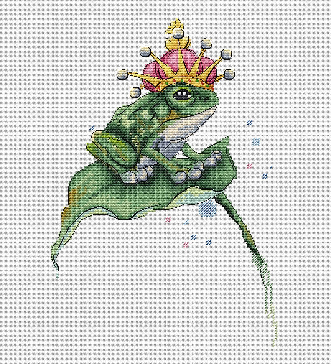 Frog Cross Stitch Toad Prince Pattern Pdf - Princess Cross Stitch Fairy ...