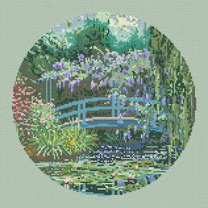 Monet Cross Stitch Bridge Pattern Pdf, Monet Embroidery Japanese Bridge ...
