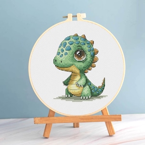 Dinosaur Cross Stitch Cute Baby Pattern Pdf - Funny Dino Cross Stitch ...