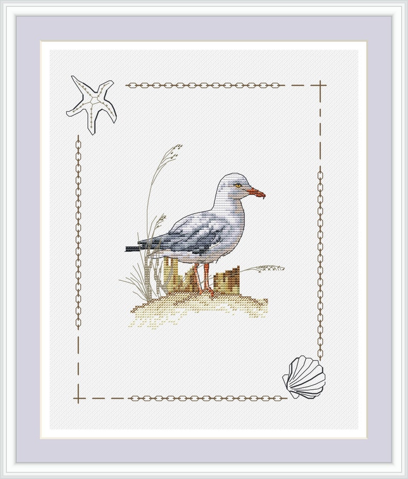 Seagull Cross Stitch Minimalist Pattern Pdf Watercolor Cross - Etsy