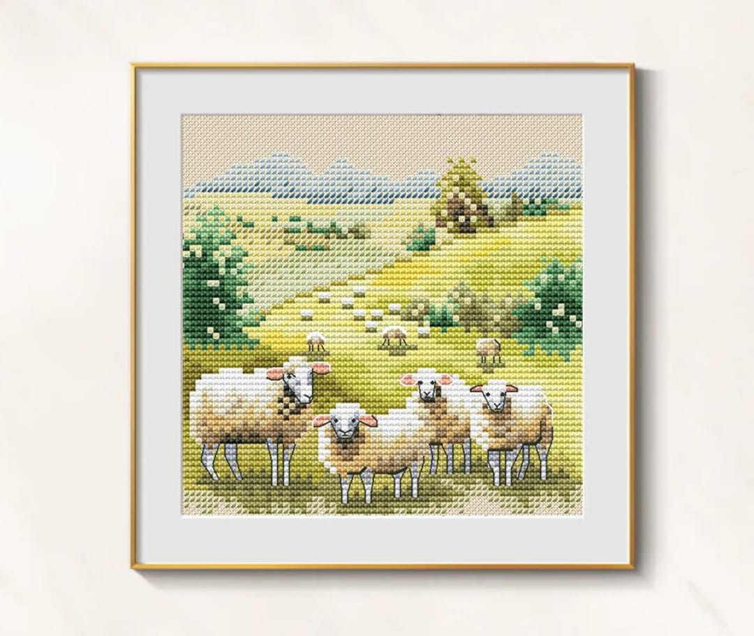 Sheep Cross Stitch Farm Pattern Pdf - Cottagecore Cross Stitch Rural ...