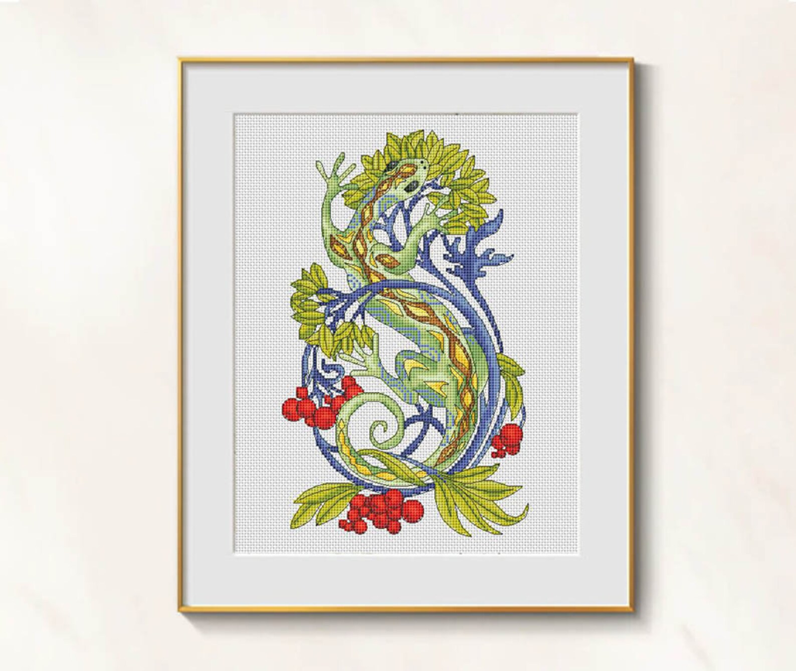 Lizard Cross Stitch Chinese Pattern Pdf - Asian Cross Stitch Lizard ...