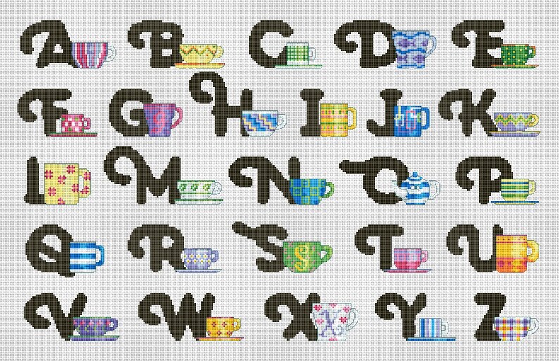 ABC Kitchen Cross Stitch Alphabet Pattern Pdf ABC Funny - Etsy