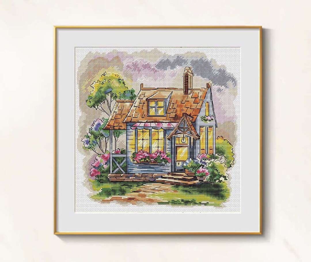 Cottage Cross Stitch Country House Pattern Pdf, Old House Cross Stitch ...