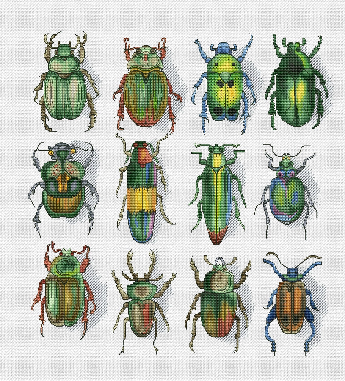 Beetle Cross Stitch Insects Pattern Pdf - Bug Cross Stitch Beetles Set ...