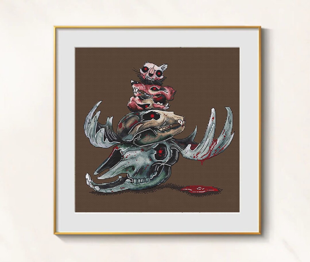 Totem Skulls Cross Stitch Gothic Pattern Pdf: Mystic Embroidery Animal ...