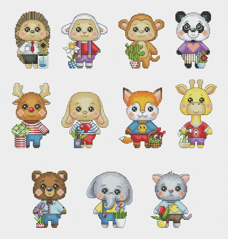 Baby Animals Cross Stitch 11 Patterns Round Cross Stitch - Etsy