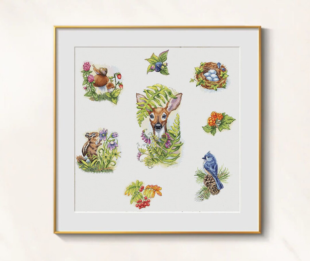 Woodland Cross Stitch Animals Pattern Pdf - Forest Sampler Cross Stitch ...