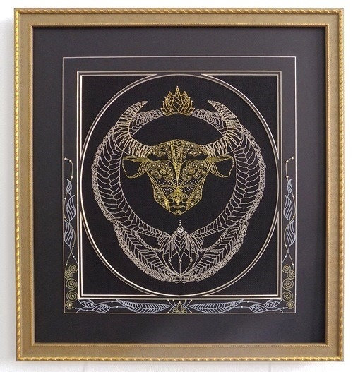 Taurus Cross Stitch Zodiac Pattern Pdf - Blackwork Cross Stitch Taurus ...