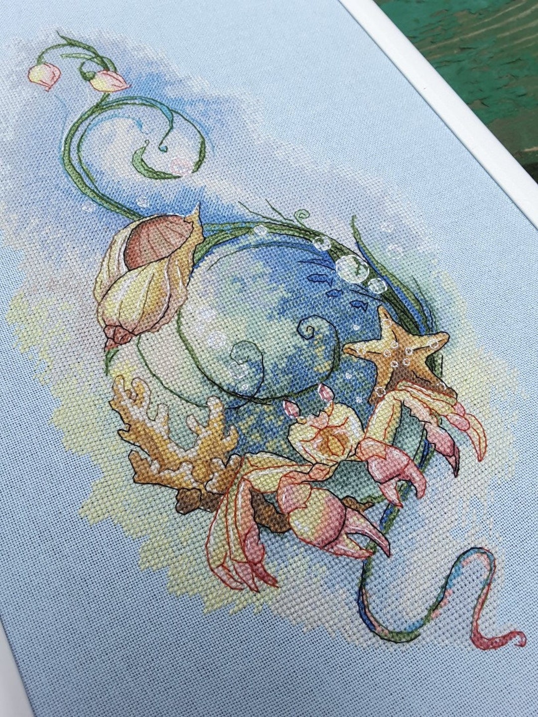 Crab Cross Stitch Seashore Pattern Pdf - Sea Fantasy Embroidery Baby ...