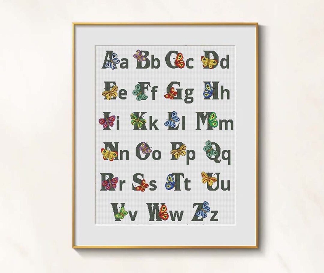 ABC Butterfly Cross Stitch Alphabet Pattern Pdf - ABC Nature Embroidery ...