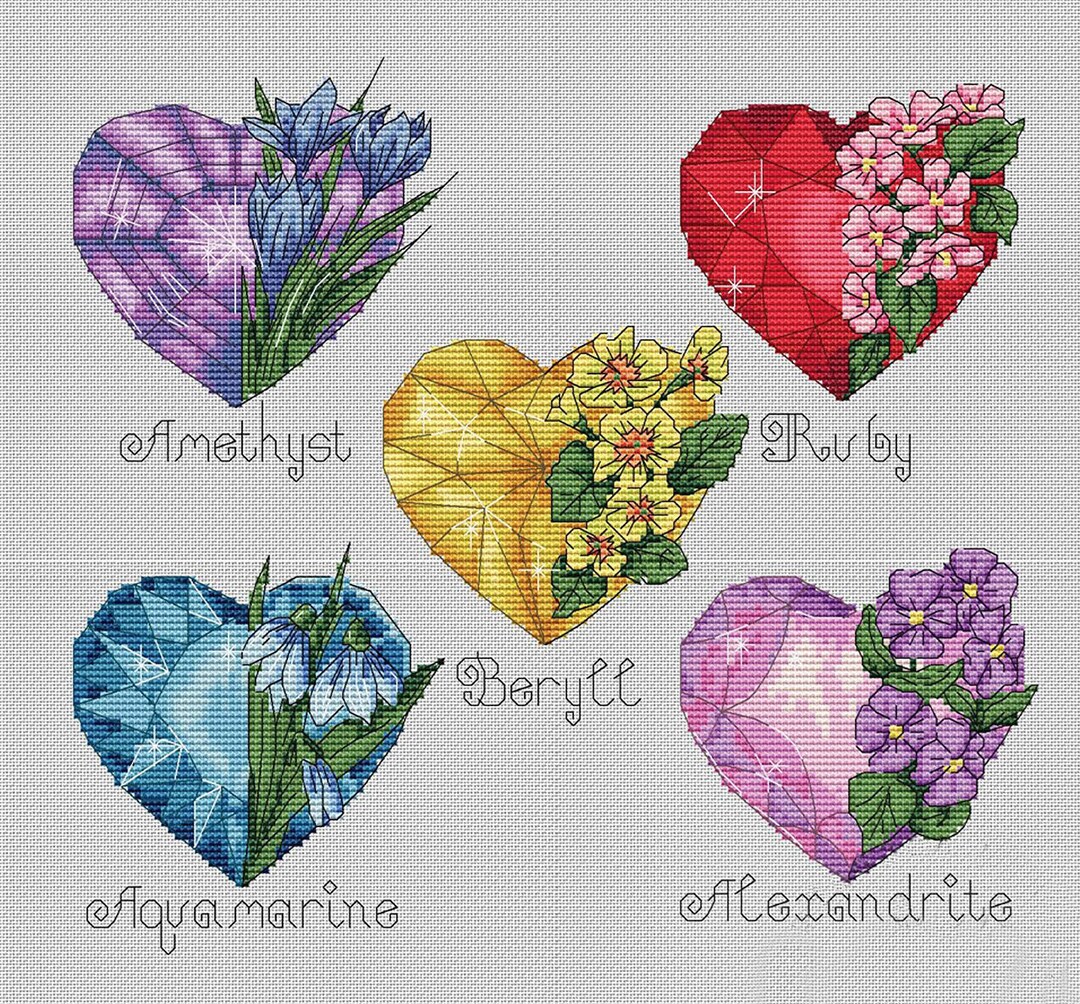 Heart Cross Stitch Floral Pattern Pdf - Gem Cross Stitch Love Heart ...