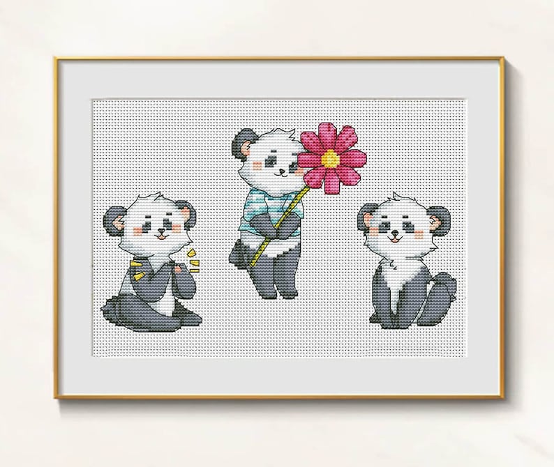 Panda Cross Stitch Baby Birthday Pattern Pdf - New Baby Birth Record ...