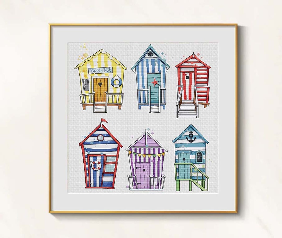 Beach Hut Cross Stitch Cabin Pattern Pdf - Sea Coast Cross Stitch Sea ...