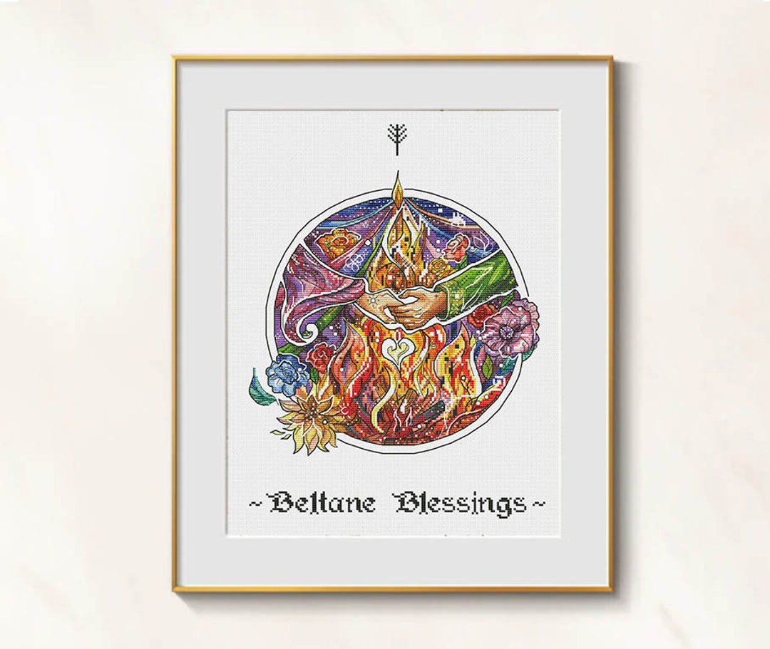 Beltane Holiday Cross Stitch Pagan Pattern Pdf - Gaelic May Day Fantasy ...