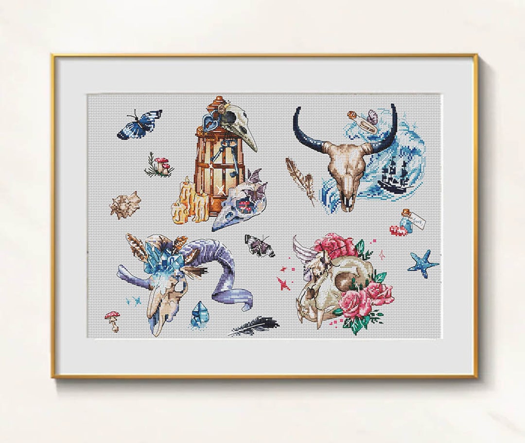Skulls Cross Stitch Vanitas Pattern Pdf - Memento Mori Cross Stitch ...