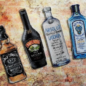 Bar Cross Stitch Whiskey Patterns Set Pdf - Gin Cross Stitch Vodka ...