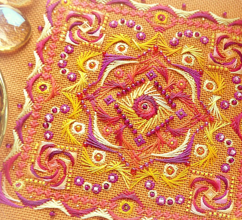 Orange Cross Stitch Ornament Pattern Pdf - Biscornu Blackwork Cross ...