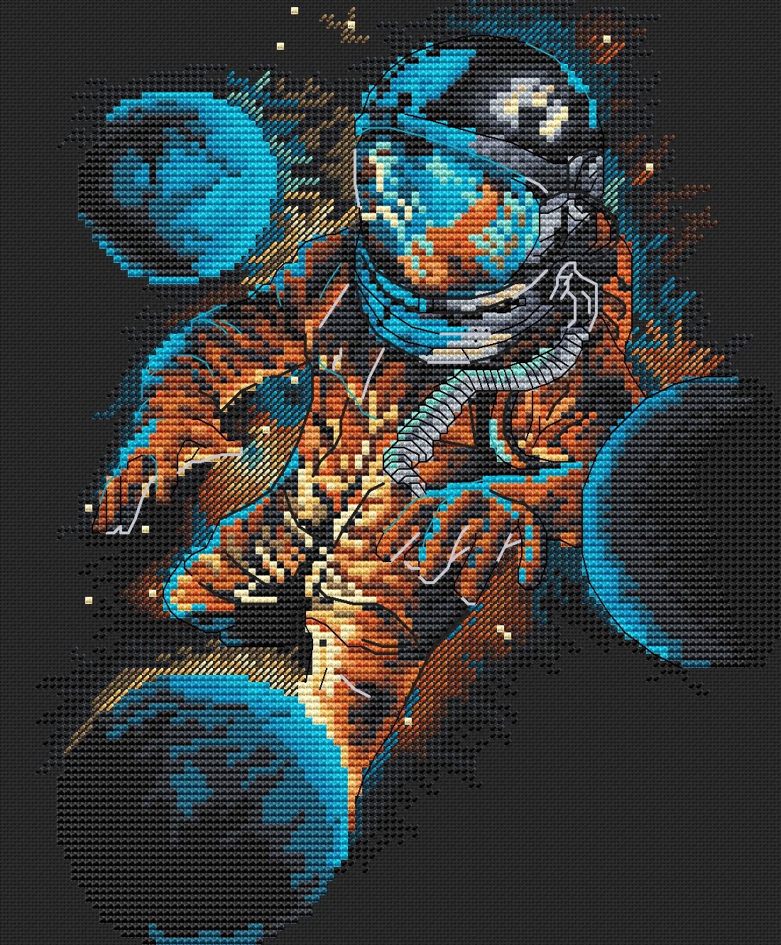 Astronaut Cross Stitch Space Pattern Pdf - Spaceman Cross Stitch Galaxy ...