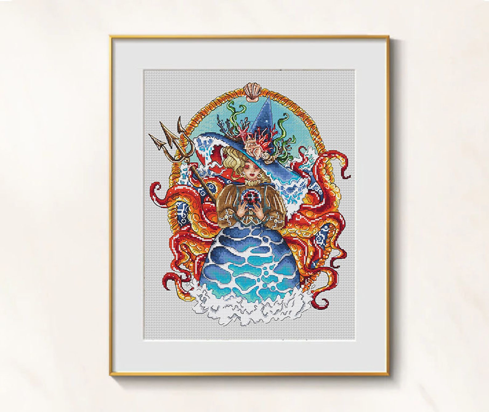 Sea Witch Cross Stitch Ariel Pattern Pdf - Mermaid Embroidery Sea ...