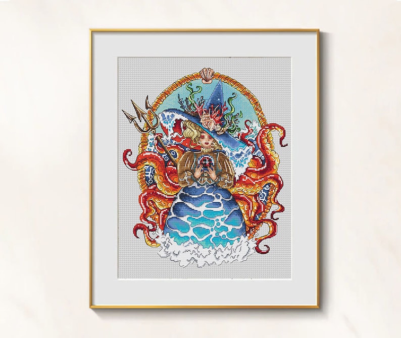Sea Witch Cross Stitch Ariel Pattern Pdf - Mermaid Embroidery Sea ...