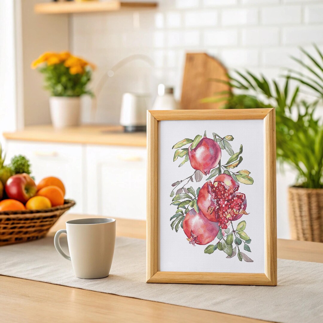 Pomegranate Cross Stitch Tree Branch Pattern Pdf - Watercolor Cross ...