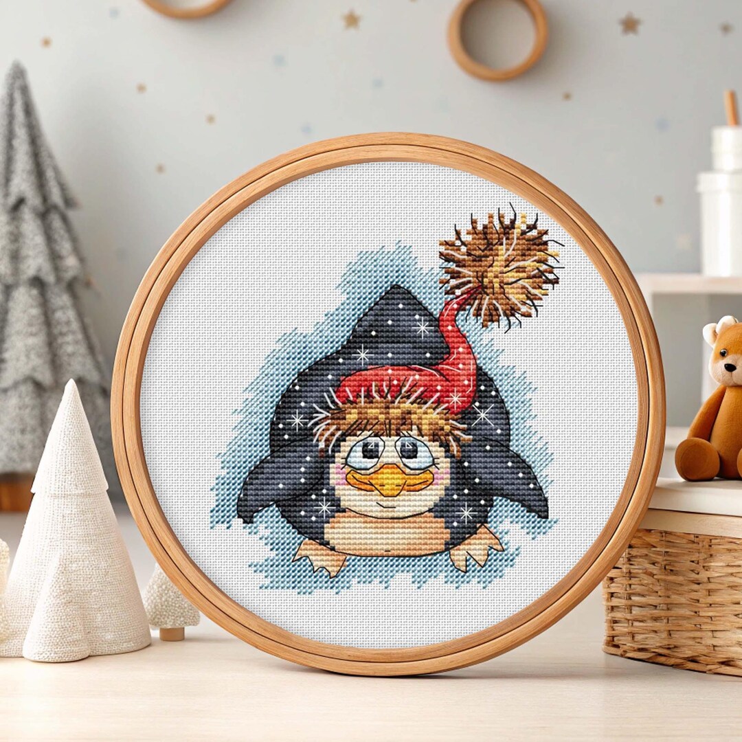 Penguin Cross Stitch Nursery Pattern Pdf - Cute Little Baby Penguin ...