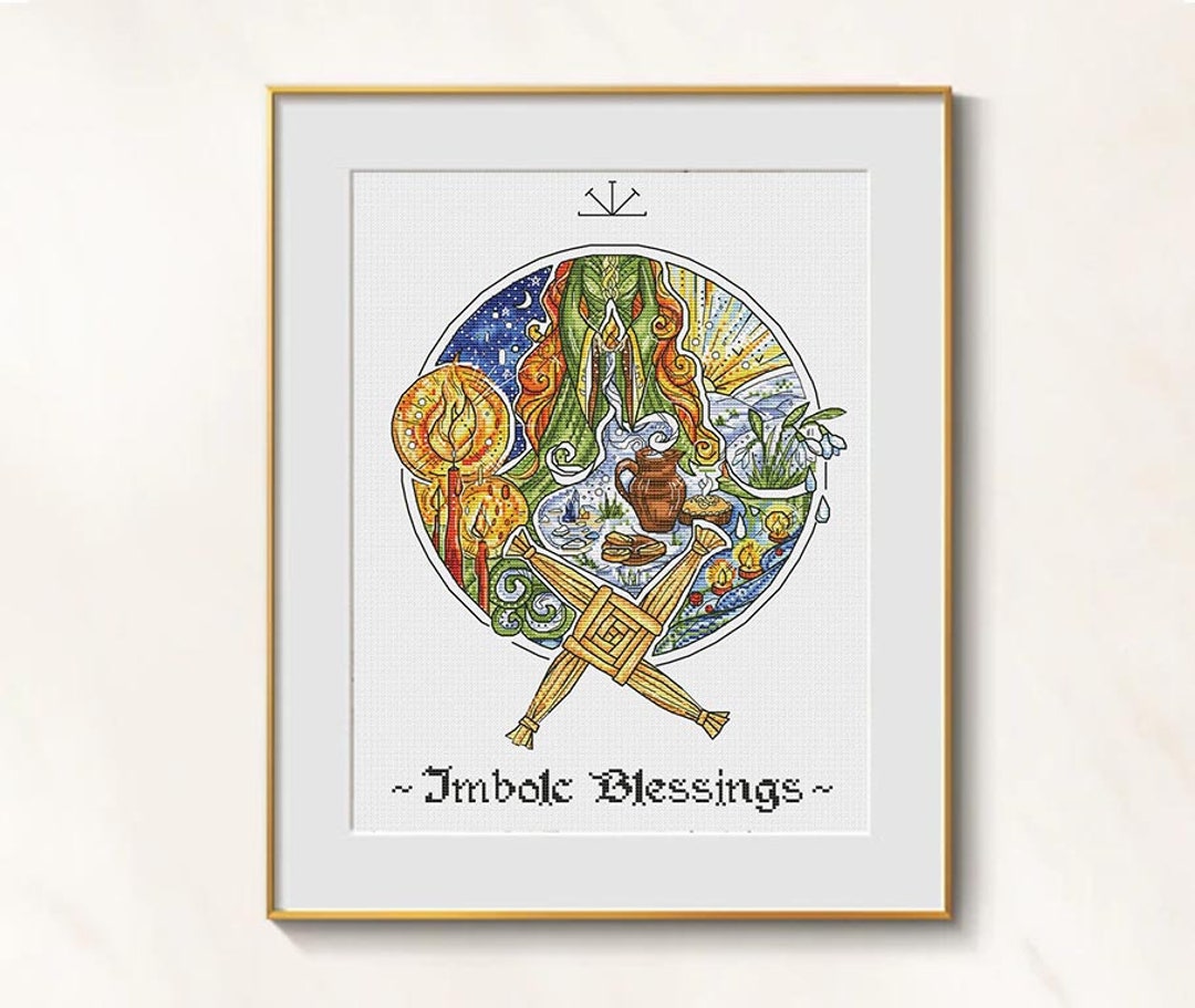 Imbolc Holiday Cross Stitch Round Pattern Pdf - Saint Brigid Day ...