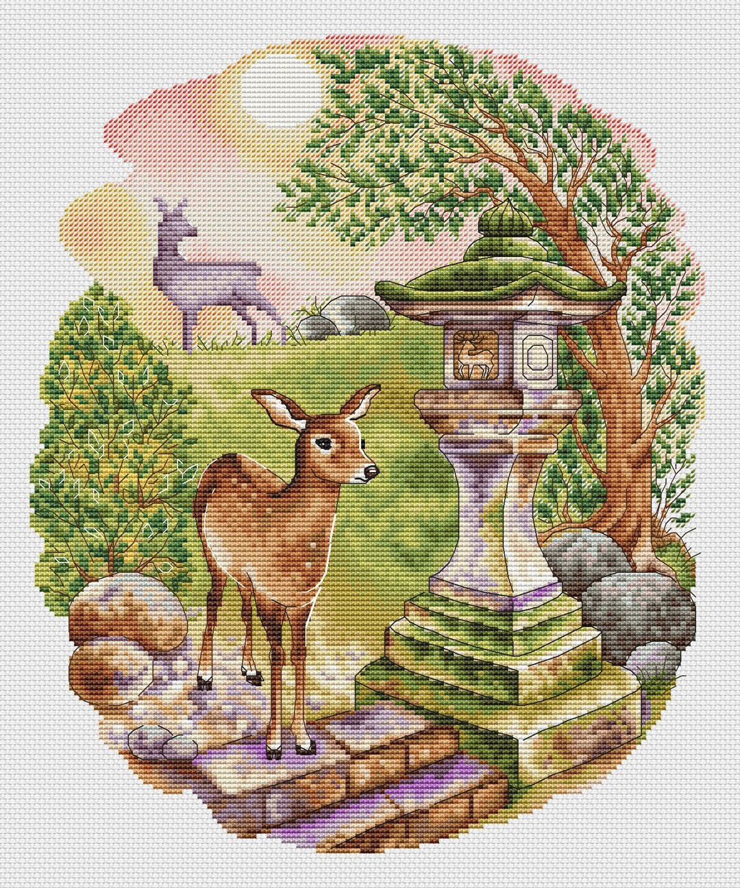 Nara Park Cross Stitch Japan Pattern Pdf - Tame Deer Embroidery ...