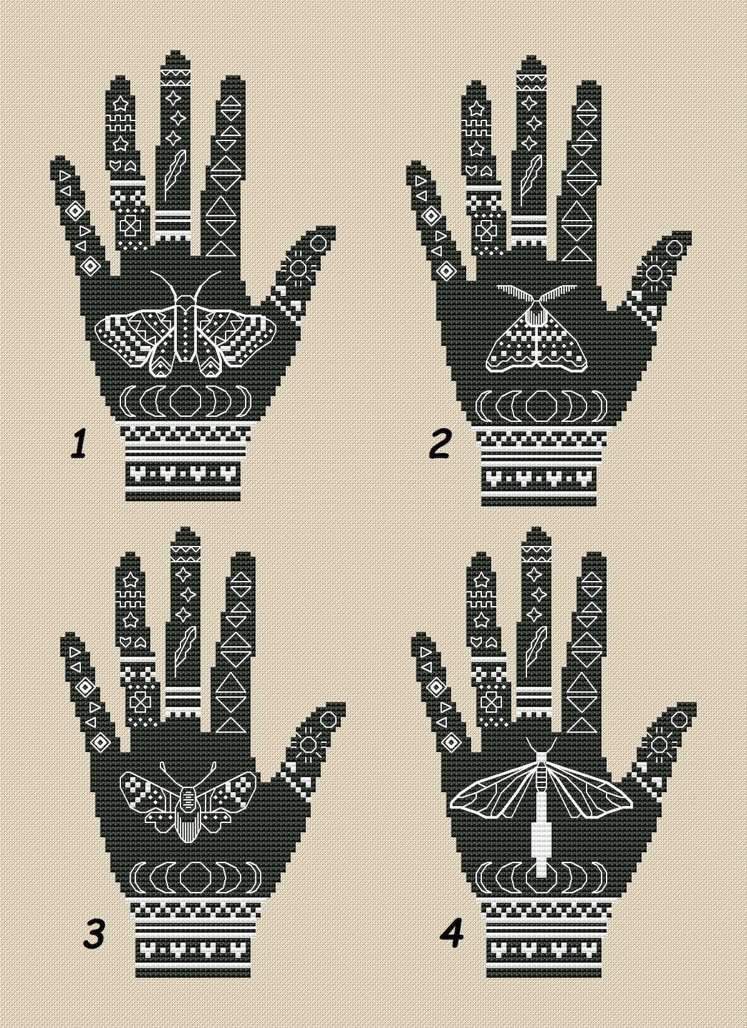 Mehndi Cross Stitch Henna Pattern Pdf - Hand Ornament Needlepoint ...