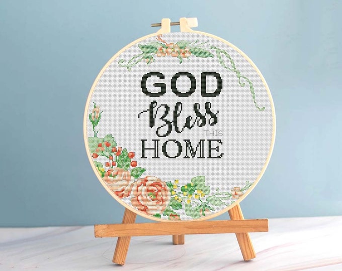 God Bless Home Cross Stitch Quote Pattern Pdf - Bible Cross Stitch ...