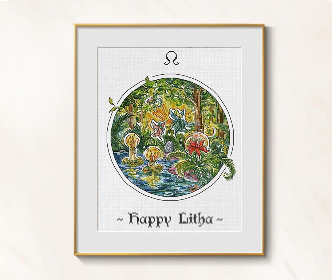 Midsummer Cross Stitch Round Pattern Pdf - Solstice Embroidery ...