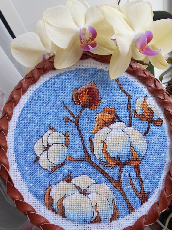 Cotton Cross Stitch Botanical Pattern Pdf Round Cross Stitch - Etsy