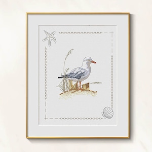 Seagull Cross Stitch Minimalist Pattern Pdf - Watercolor Cross Stitch ...