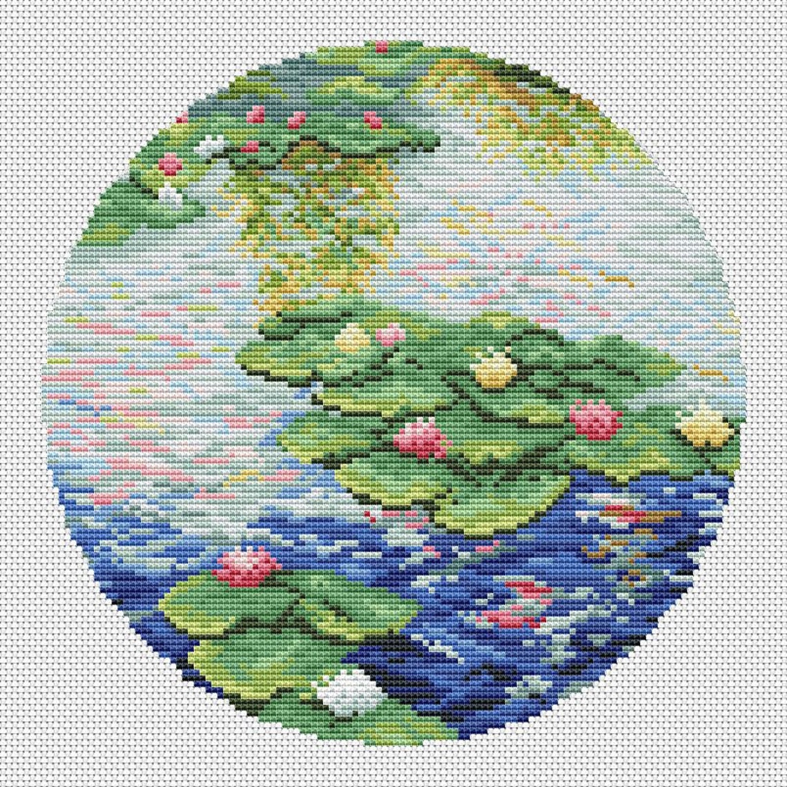 Monet Cross Stitch Pond Pattern Pdf Monet Embroidery Water | Etsy