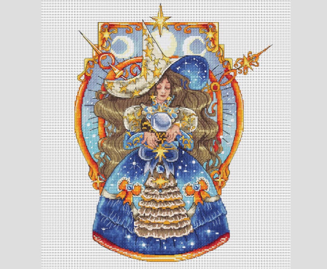 Astronomy Witch Cross Stitch Fantasy Pattern Pdf Cosmic Witch ...