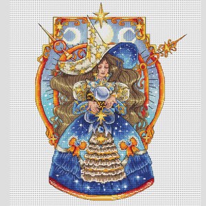 Astronomy Witch Cross Stitch Fantasy Pattern Pdf - Cosmic Witch ...